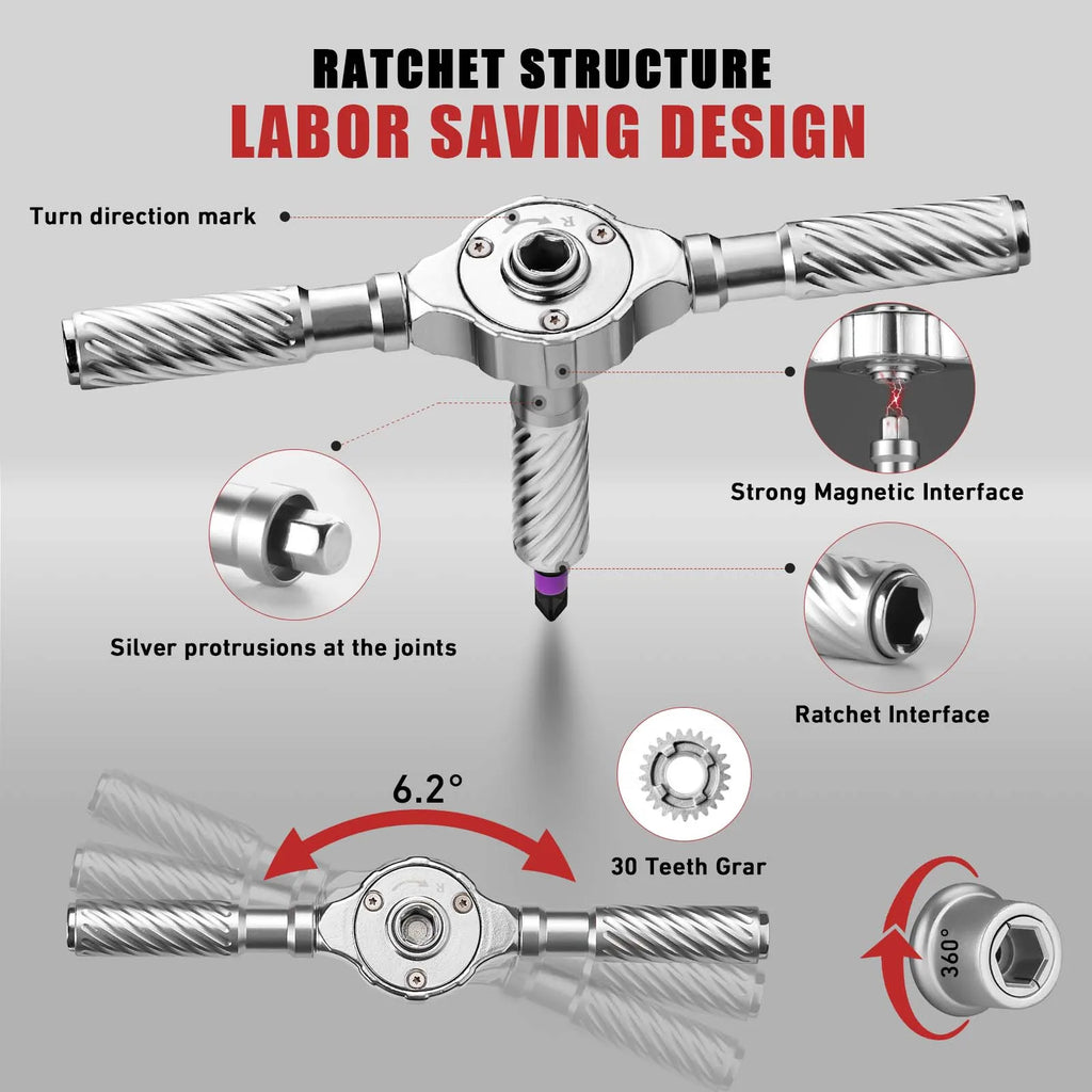 24In1 Multifunction Ratchet Screwdriver Set Multi Magnetic Bits Mini R ...